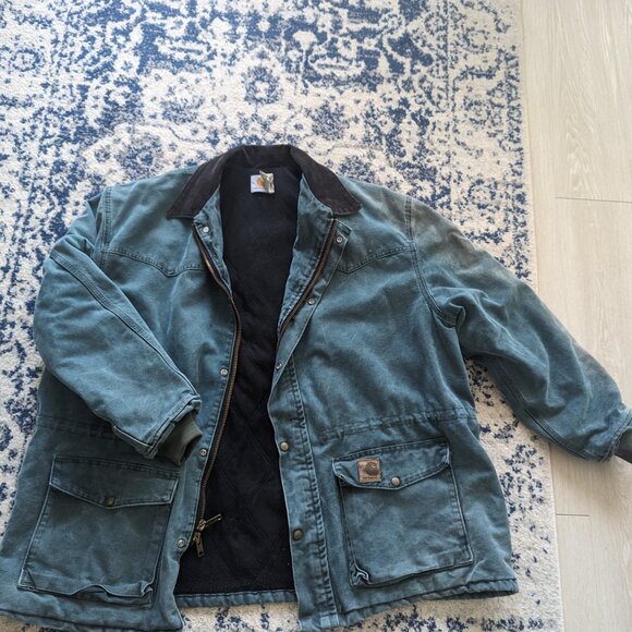 Carhartt | Jackets & Coats | Vintage Distressed Carhartt Green Chore ...